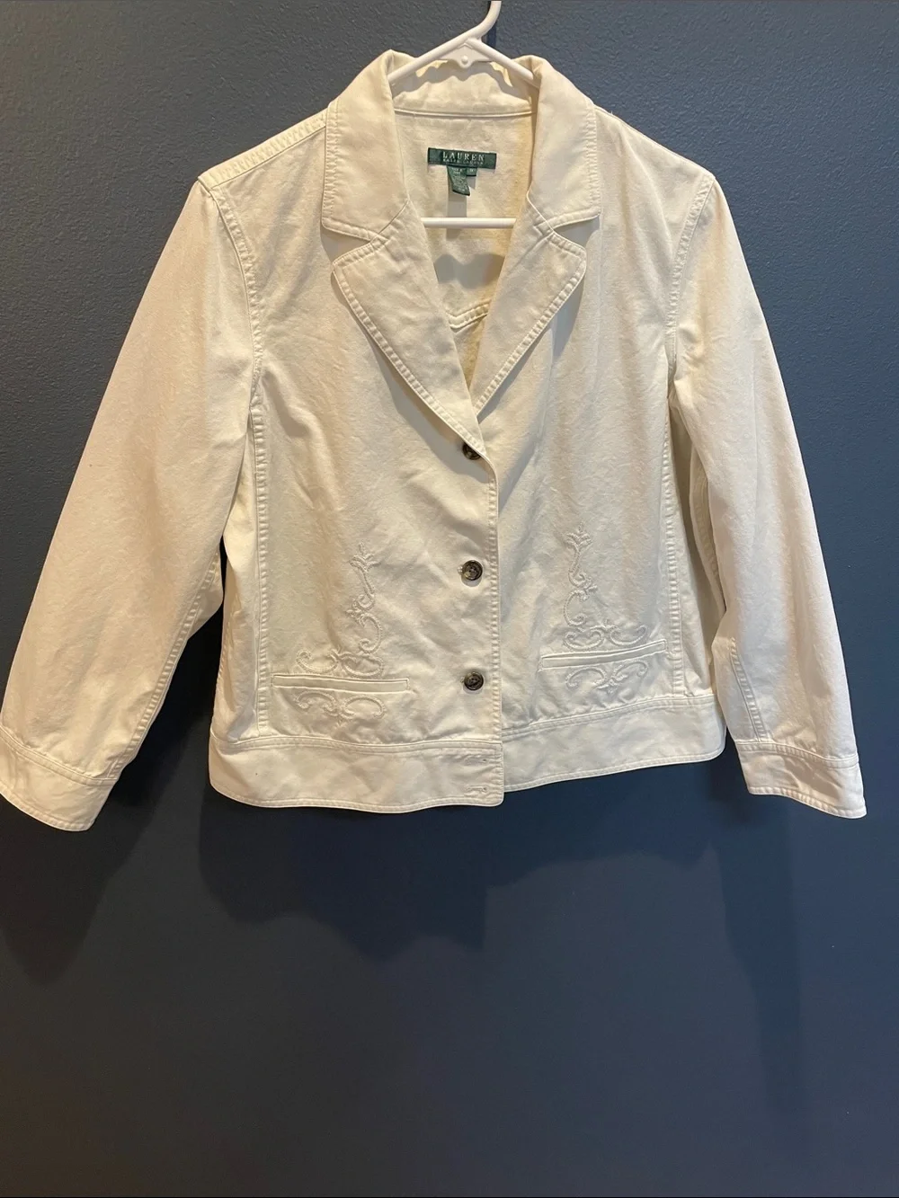 Ralph Lauren | Jackets & Coats | Ralph Lauren Cream Embroidered Cotton ...